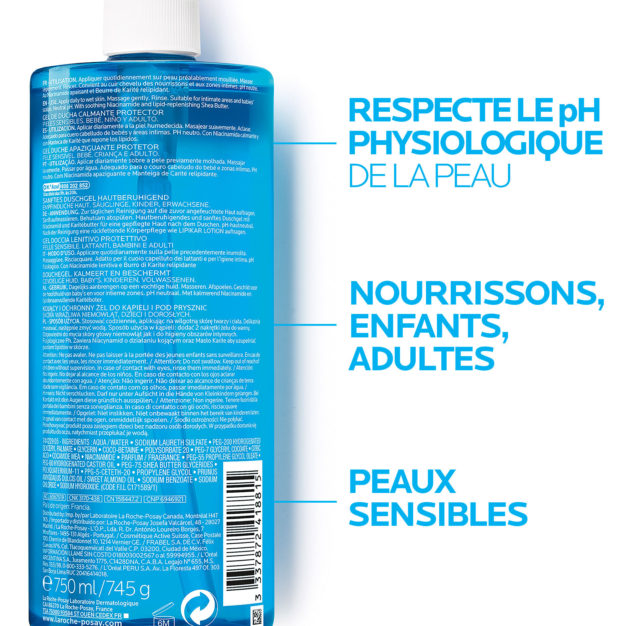 Gel douche lavant Lipikar peaux sensibles | La Roche Posay