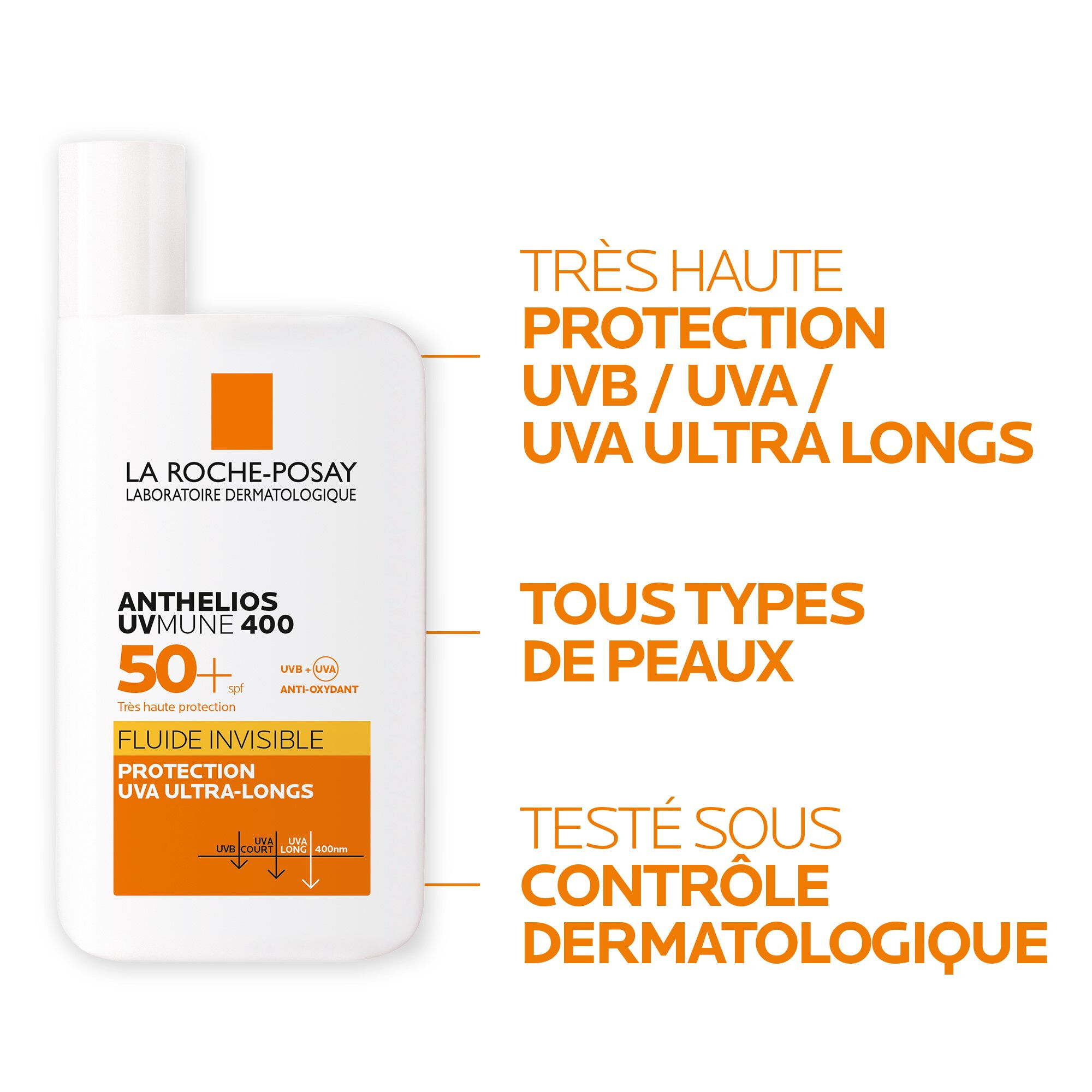 Crème Solaire Fluide Invisible Visage Anthelios | La Roche Posay